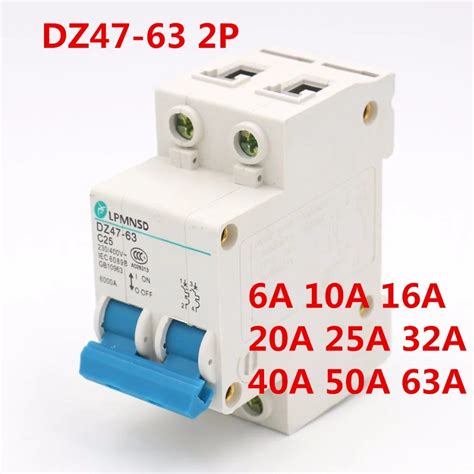 Mini Circuit Breaker Nxb 63 2 Poles C Type 6a 10a 16a 20a 25a 32a 40a