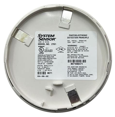 System Sensor 2151 New Style Low Profile Plug In Photoelectric Smoke