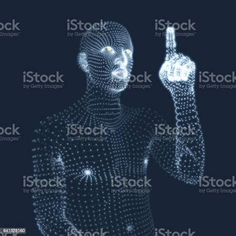 남자는 그의 손가락을 가리키는입니다 남자의 3d 모델 3차원 형태에 대한 스톡 벡터 아트 및 기타 이미지 3차원 형태