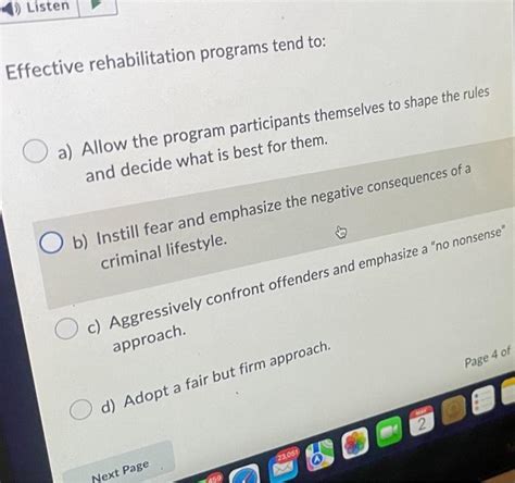 Listen Effective Rehabilitation Programs Tend To A Chegg