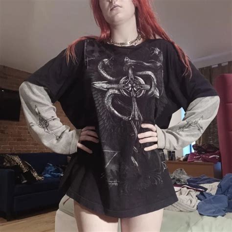 E Girl Camiseta G Tica Holgada En Capas Jersey De Manga Larga De