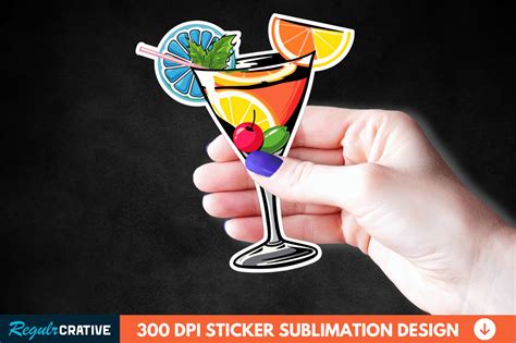Summer Cocktail Sticker Clipart Design Graphic By Regulrcrative