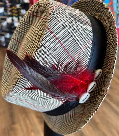 Plaid Cowrie Shell Fedora Unisex Fedoramens Hat Women Hatformal