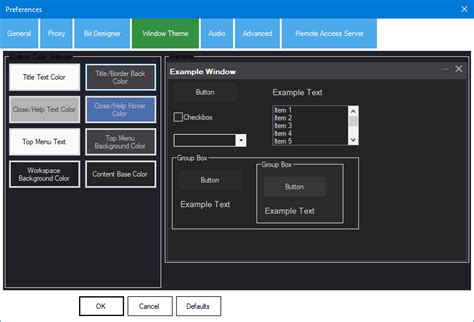 preferences options menu using arc support synthiam