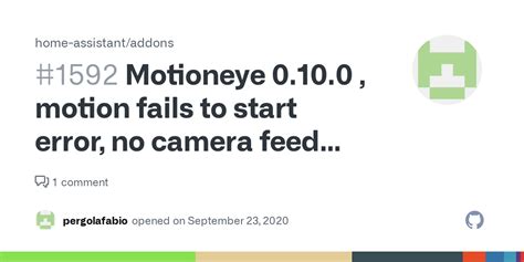 Motioneye 0100 Motion Fails To Start Error No Camera Feed Anymore