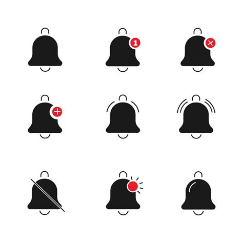 Vector De Conjunto De Iconos De Notificación Y Campana Vector Premium