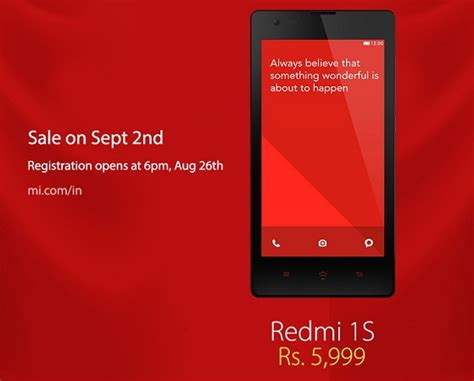 Xiaomi Redmi S To Go On Sale In India On Sept For Rs