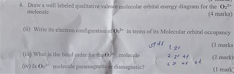 4 Draw A Well Labeled Qualitative Valence Molecular Orbital Energy