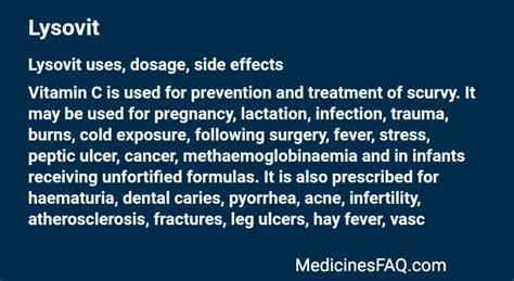 Lysovit Uses Dosage Side Effects Food Interaction And Faq