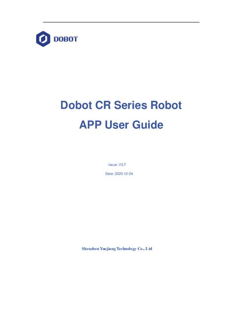 Dobot Cr Series Robot App User Guide Android Ios Tablet Operation