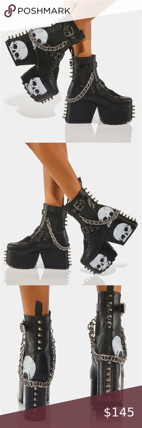 Lamoda The Skull Life Platform Ankle Boots Brand New Velvet