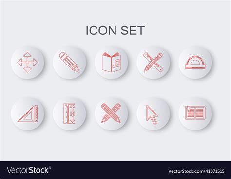 Set Line Open Book Triangular Ruler Audio Pixel Vector Image