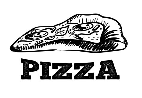 Vector Pizza Slice Drawing Hand Drawn Pizza Illustration Great For