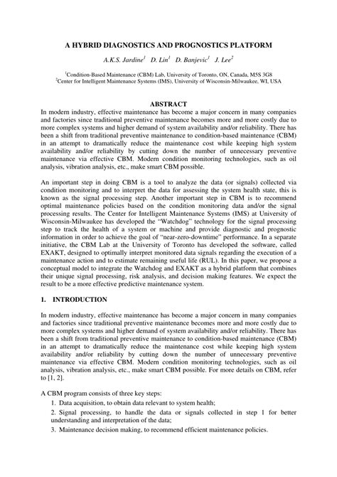 Pdf A Hybrid Diagnostics And Prognostics Platform