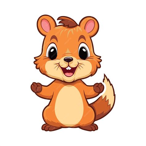 Ardilla Lindo Divertido Dibujos Animados Kawaii Clipart Colorida
