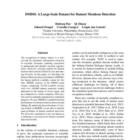 Dmdd A Large Scale Dataset For Dataset Mentions Detection Acl Anthology