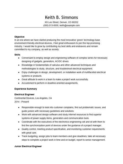 Electrical Engineer Resume Template Pdf Engineer Electrical Engineering