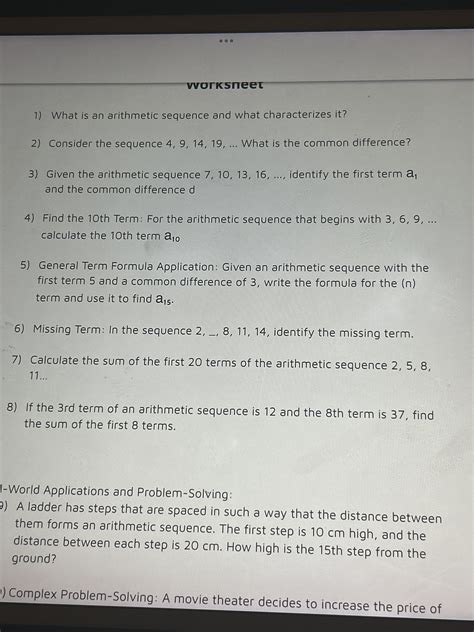 Solved What Is An Arithmetic Sequence And What Characterizes Chegg