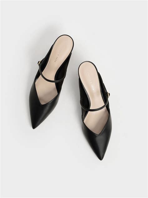 Black Cammie Metallic Sculptural Heel Mules Charles And Keith Us