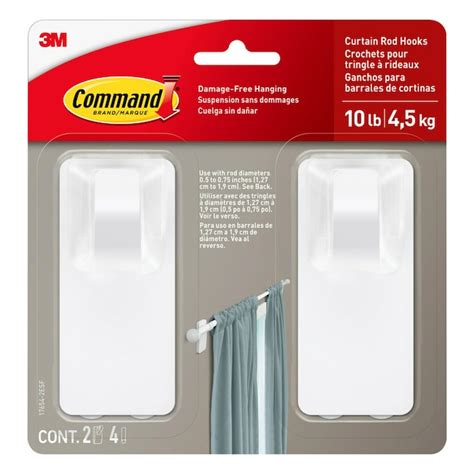 Command 2 Pack 2 Hook 18 In X 4 In H White Decorative Wall Hook 10 Lb