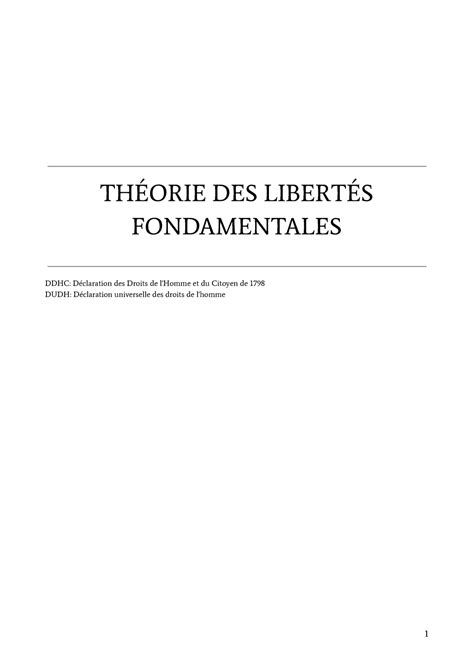 Théorie Des Libertés Fondamentales ThÉorie Des LibertÉs Fondamentales