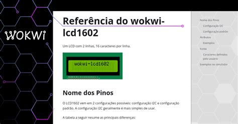 Referência Do Wokwi Lcd1602 Wokwi Docs Referência Do Wokwi Lcd1602 Wokwi Docs