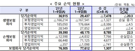 보험사 3분기 누적 당기순이익 희비 생보사 줄고 손보사 늘어 이투데이