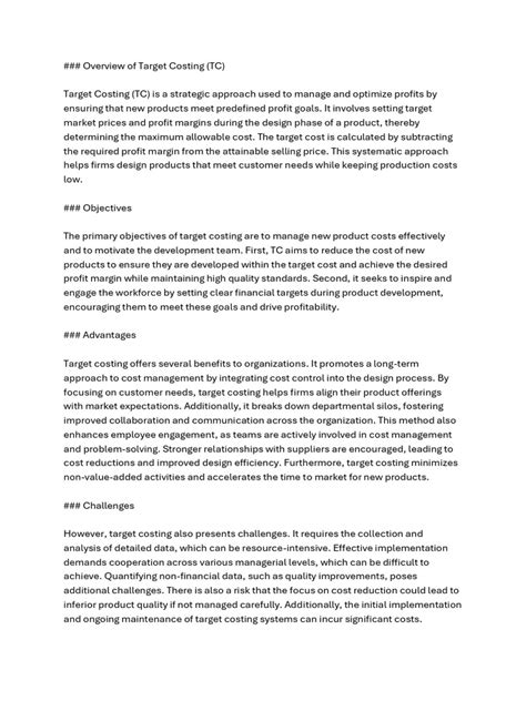 Target Costing Pdf
