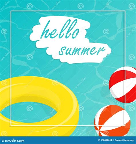 Hello Summer Isometric Pool Float Beach Ball Vectorhello Summer
