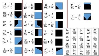 Adding Fractions With Denominators Of 10 And 100 Mystery Picture