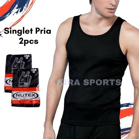 Jual 2pcs Singlet Pria Nutex Hitam Kutang Kaos Dalam Cowok Dewasa