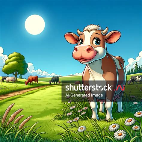 Cartoon Artistic Image Cow Smile On Ai Generated Image 2431613033