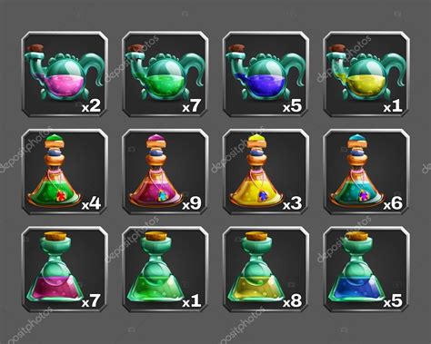 Botellas de dibujos animados de poción para juegos 2023