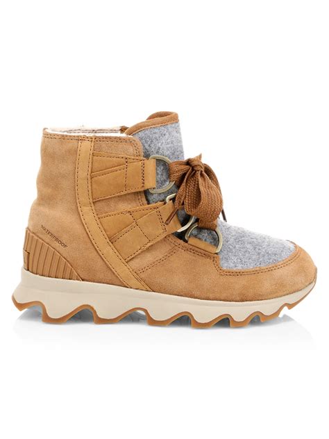 Sorel Suede Womens Kinetic Short Lace Up Boots Tan In Brown Lyst
