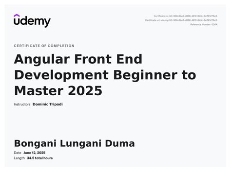 Im Happy To Share That Ive Completed The Course On Angular Front End Development Beginner To