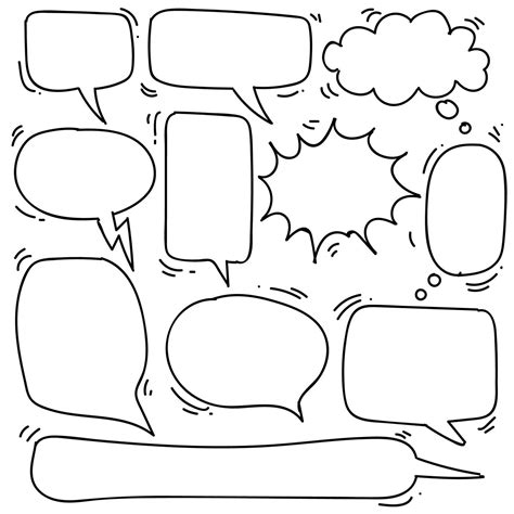 Hand Drawn Bubble Speech In Doodle Style Isolated On White Background