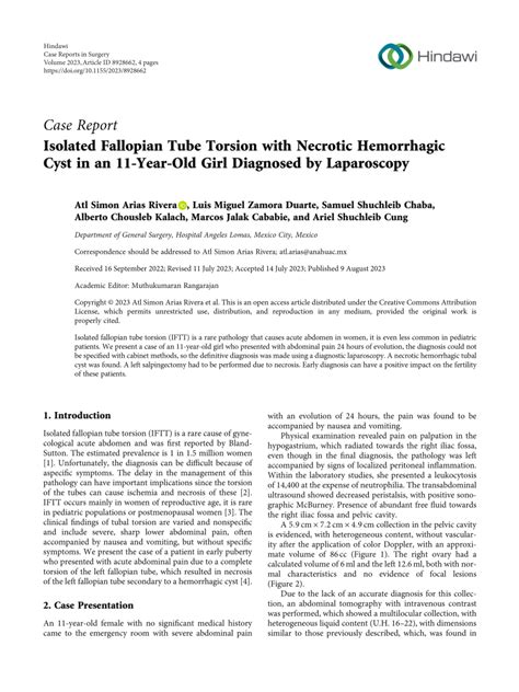 Pdf Isolated Fallopian Tube Torsion With Necrotic Hemorrhagic Cyst In