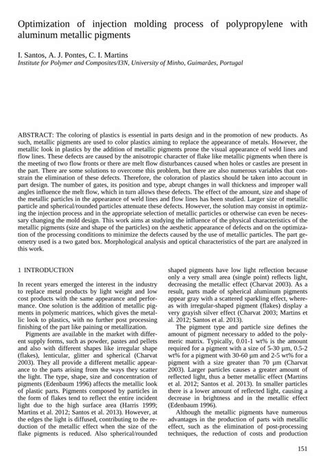 pdf optimization of injection molding process of polypropylene
