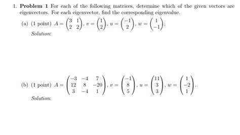 Solved 1 Problem 1 For Each Of The Following Matrices Chegg Com