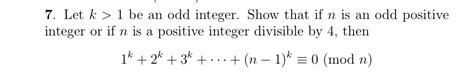 Let K 1 ﻿be An Odd Integer Show That If N ﻿is An Odd