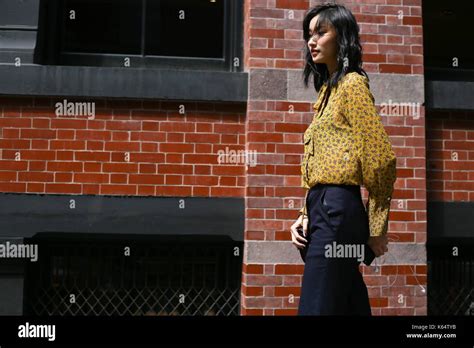 New York City Usa Th Sep Model Jieun Hyeon Posing Outside Of