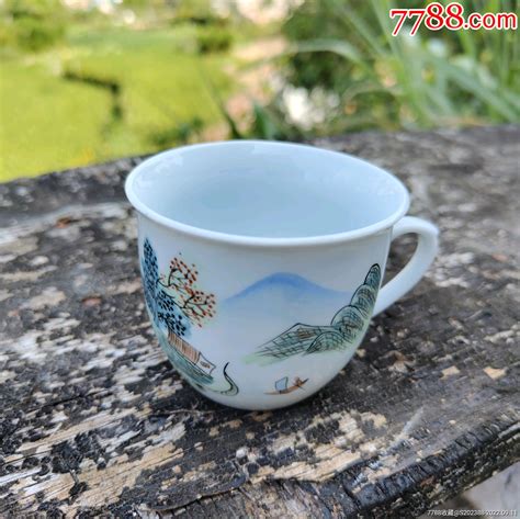 五十年代美术合作社手绘茶杯旧瓷器民俗老物件交易【7788商城】