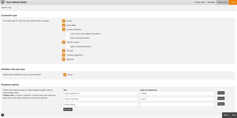 User Defined Fields Options Field Dropdown Avendoo Online Hilfe