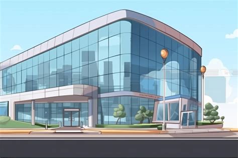 Premium Ai Image A Building With A Glass Facade And A Sign That Says