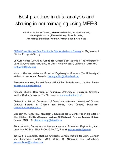 Pdf Best Practices In Data Analysis And Sharing In Neuroimaging Using