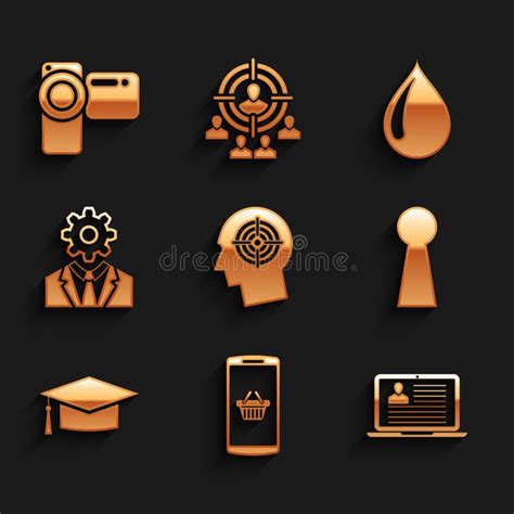 Set Head Hunting Concept Shopping Basket Mobile Laptop With Resume