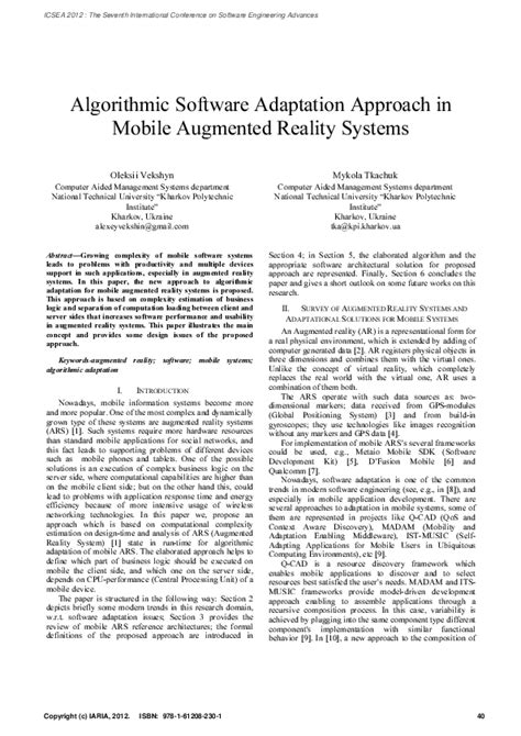 pdf algorithmic software adaptation approach in mobile augmented