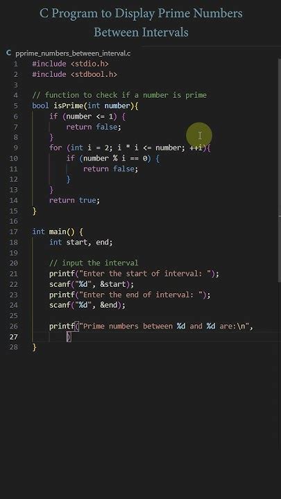 C Program To Display Prime Numbers Between Intervals Cprogramming Youtube