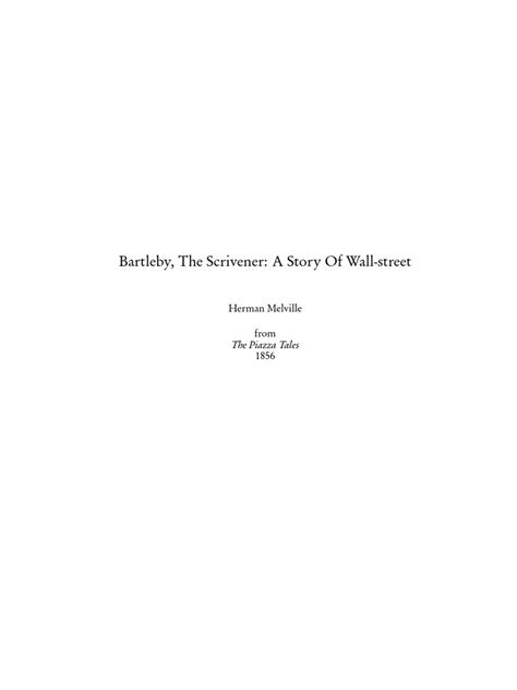 Bartleby The Scrivener A Story Of Wall Street Author Herman Melville