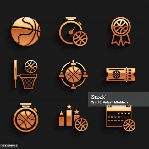계획 전략 스포츠 우승자 연단 스포츠 캘린더의 농구 게임 티켓 농구가 있는 스톱워치 수상 및 아이콘을 설정합니다 벡터 개념에 대한 스톡 벡터 아트 및 기타 이미지 Istock
